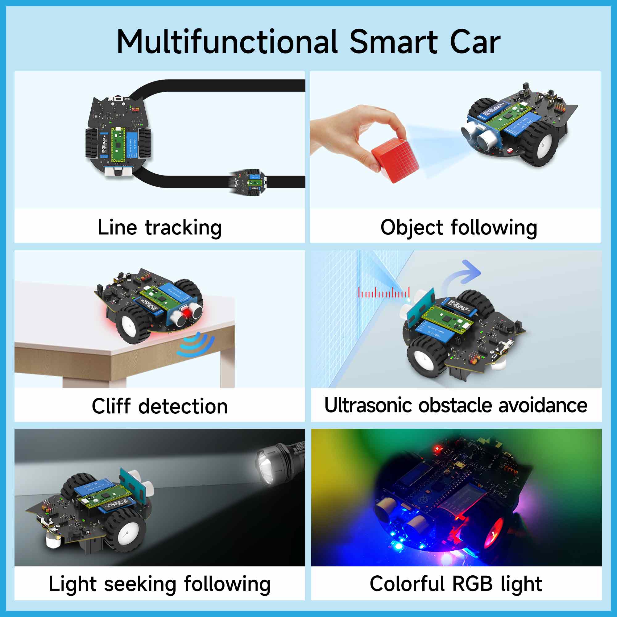 Raspberry Pi Pico Robot Car DIY Robotic Electronic Kit Education MicroPython Programming for ...
