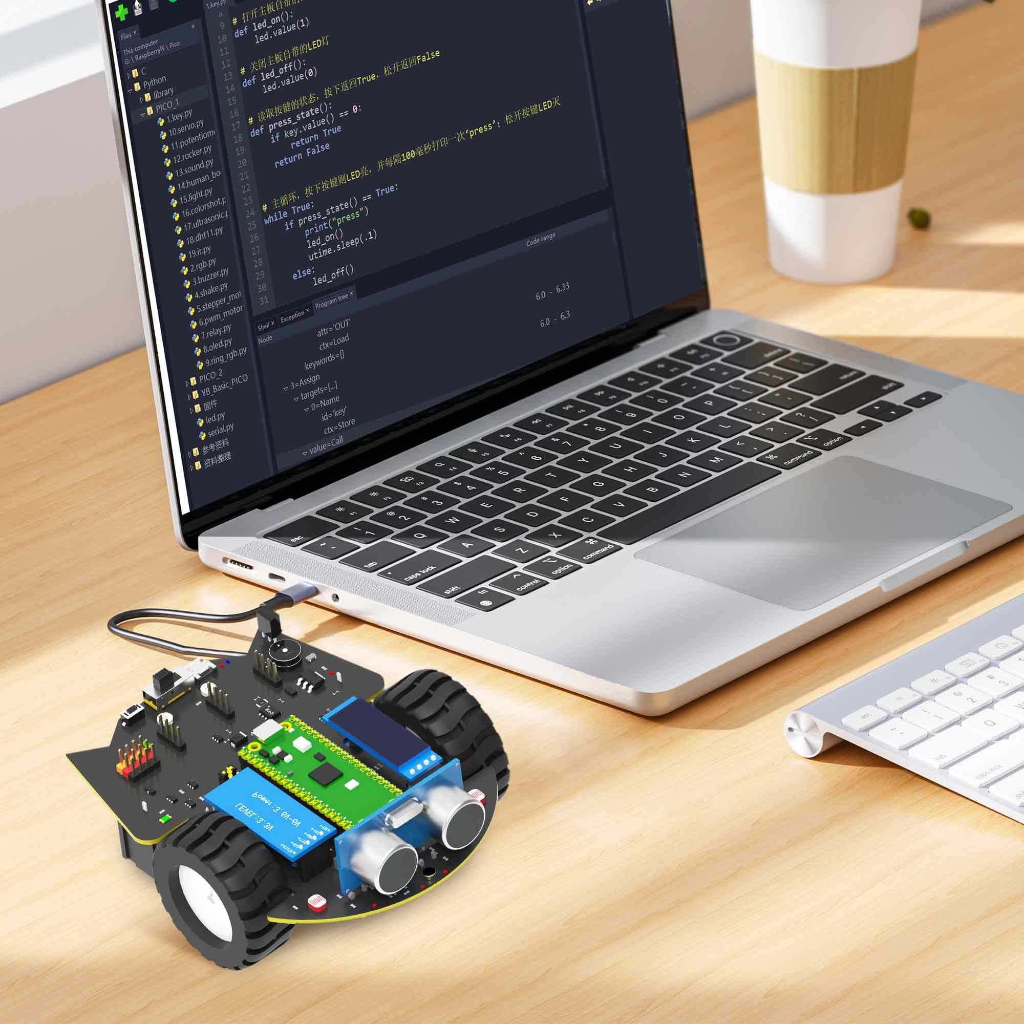 Raspberry Pi Pico Robot Car DIY Robotic Electronic Kit Education MicroPython Programming for ...